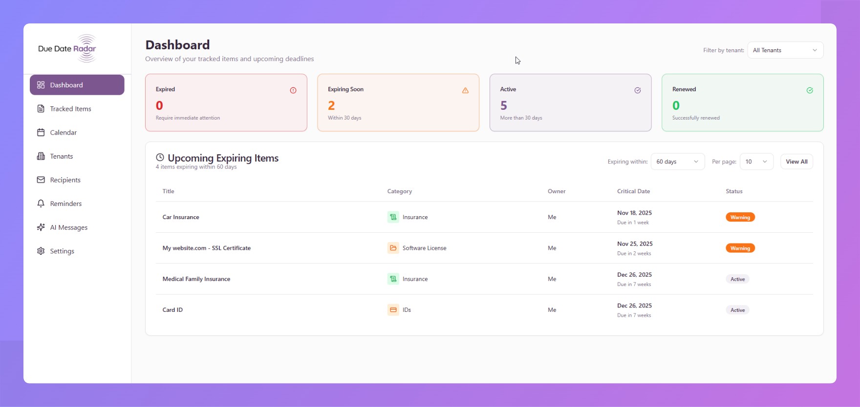 Due Date Radar - The Simple Way to Track Every Document Deadline