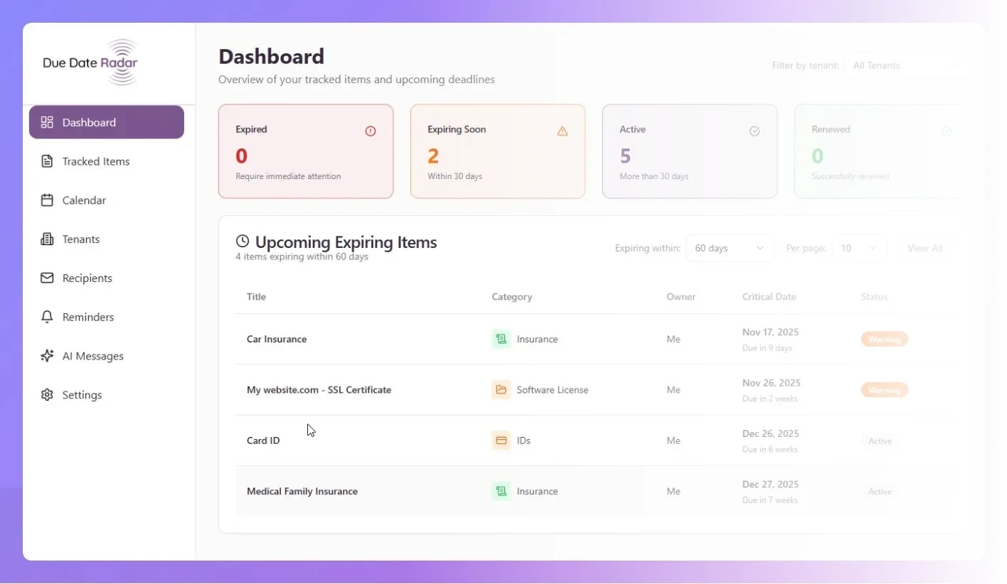 Due Date Radar - The Simple Way to Track Every Document Deadline
